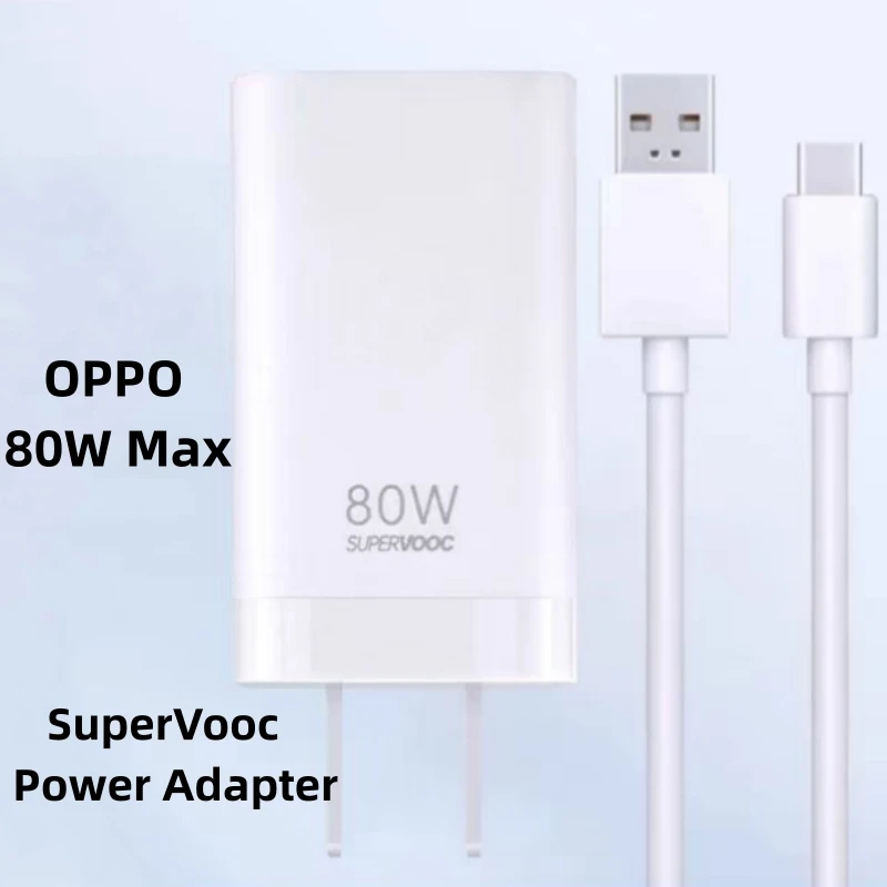 OPPO 80W Super VOOC Charger EU/US Fast Charger Adapter 1M Type C Cable ...