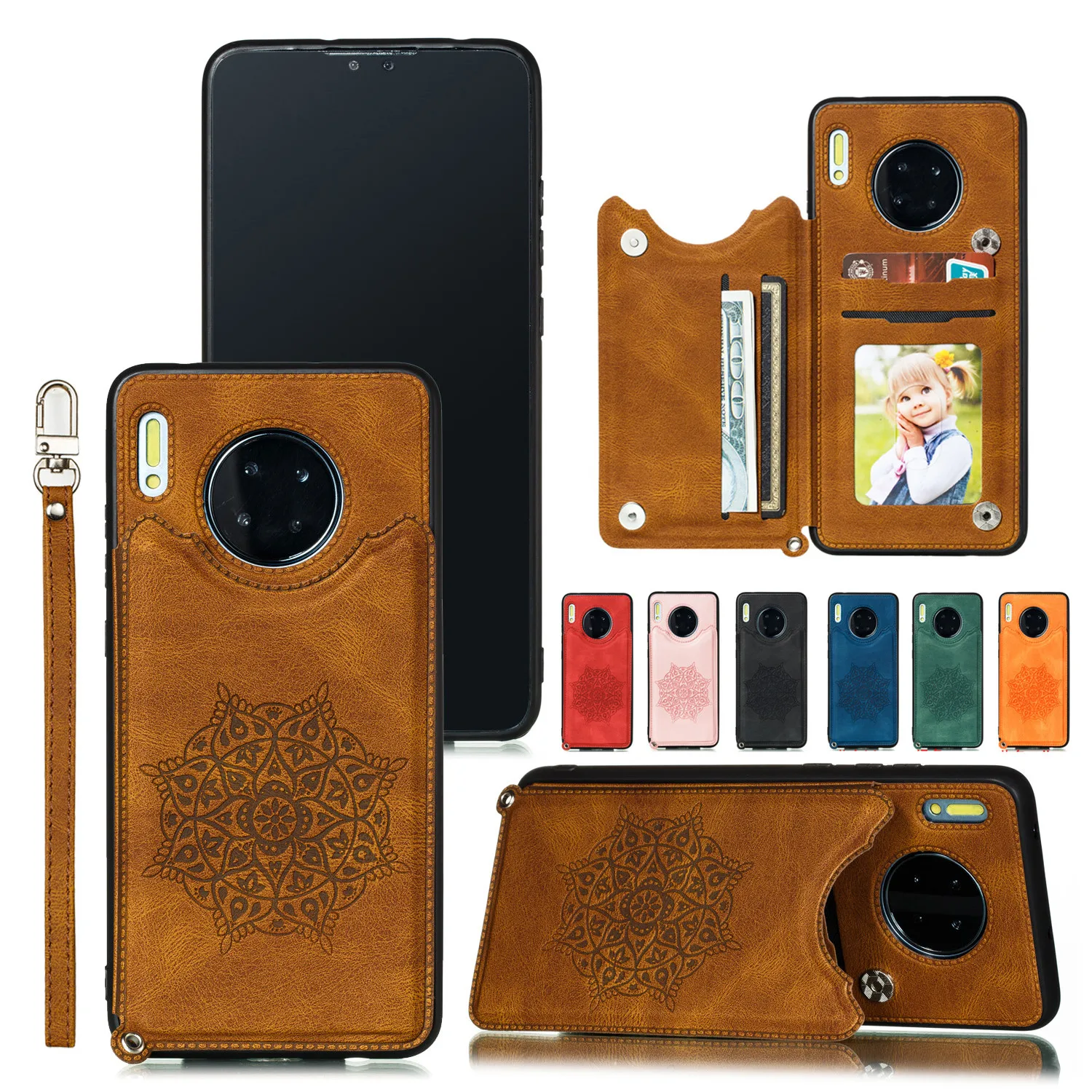 Deri kılıf için Huawei P40 Pro P30 Lite P akıllı Z 2021 Mate 30 40 Pro ...