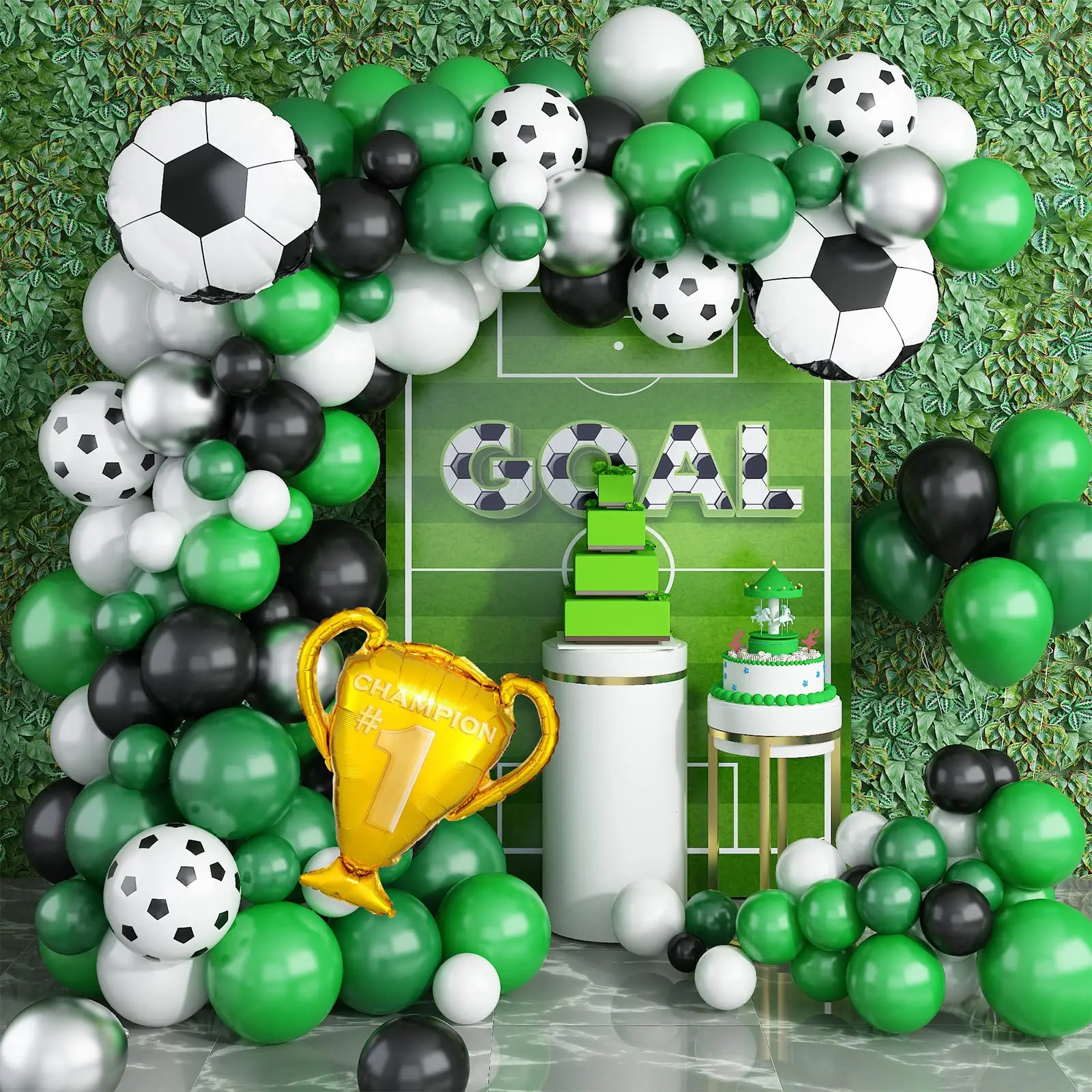 127Pcs-Green-White-Black-Football-Trophy-Foil-Balloon-Garland-Arch-Set ...