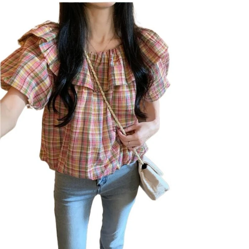 New-Summer-Girlish-Cotton-Design-Sense-Sweet-Lotus-Collar-Crop-Tops ...