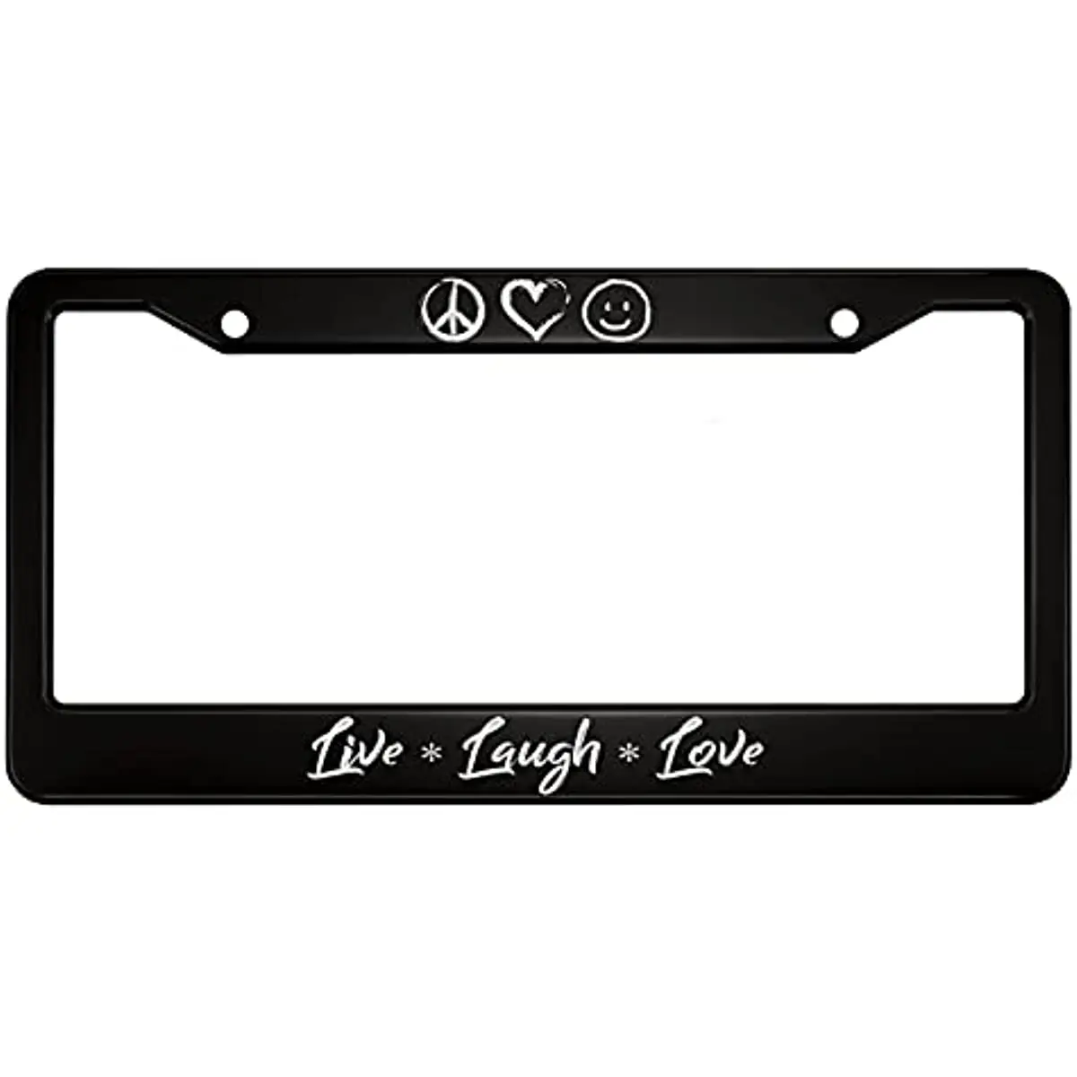 Live-Laugh-Love-Aluminum-License-Plate-Frame-White-Peace-Logo-Cora-o ...