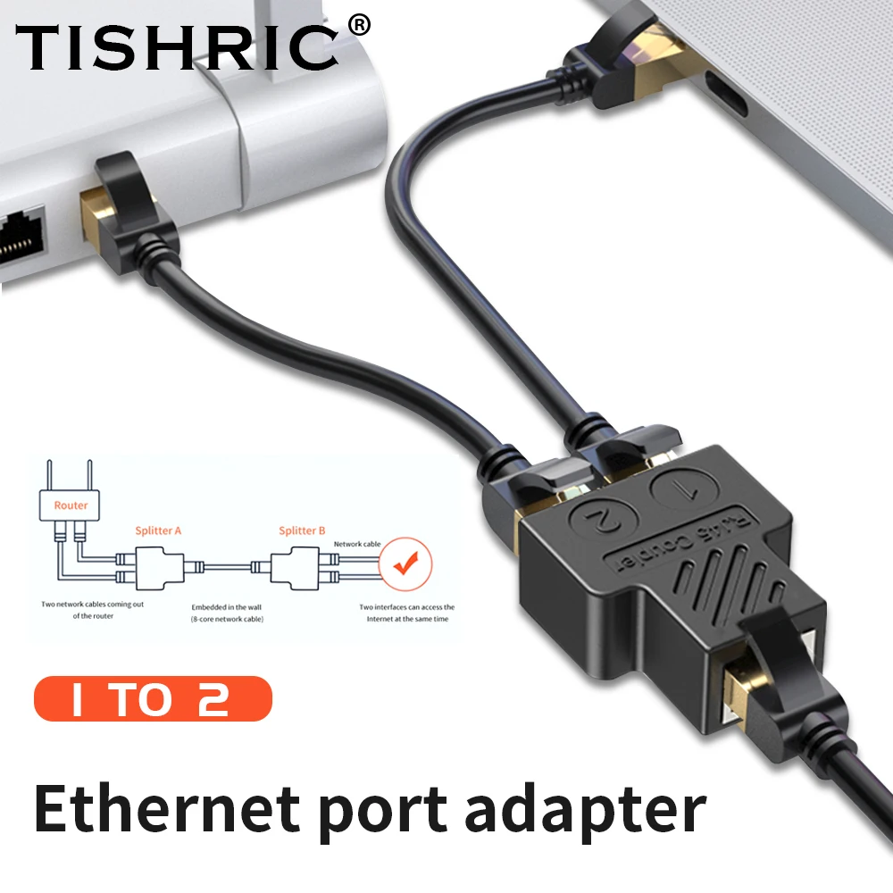 TISHRIC-adaptador-de-puerto-Ethernet-de-1-a-2-conector-de-red-de ...