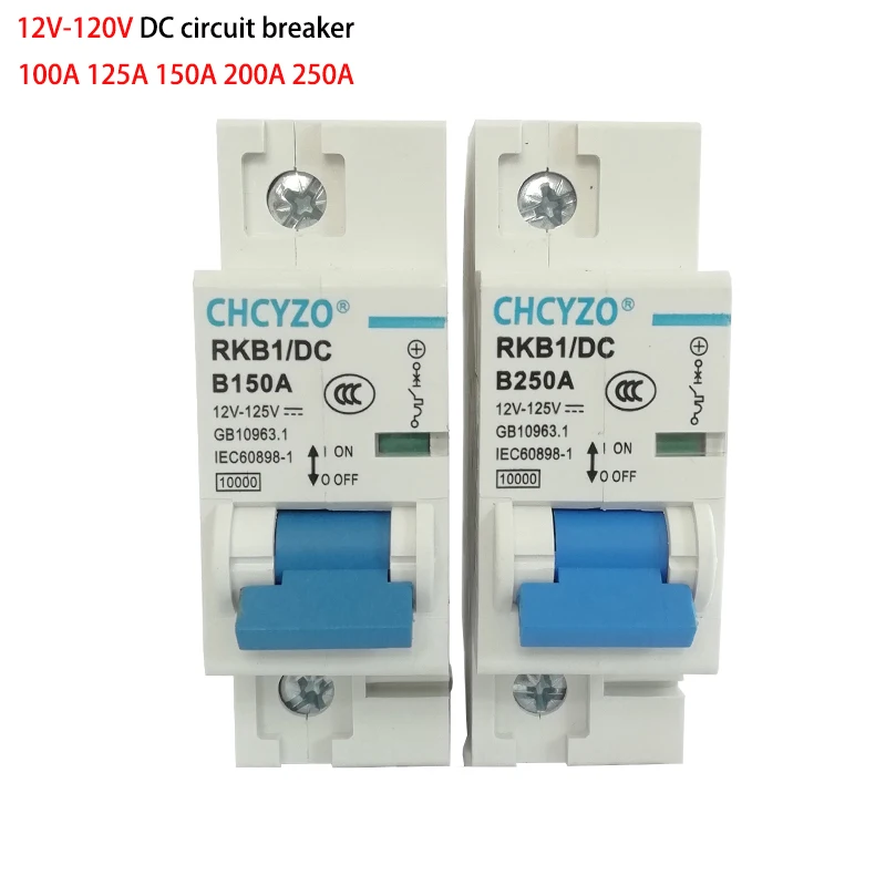 1P DC Circuit Breaker 12V 24V 36V 48V 96V 120V DC Breaker 100A 125A ...