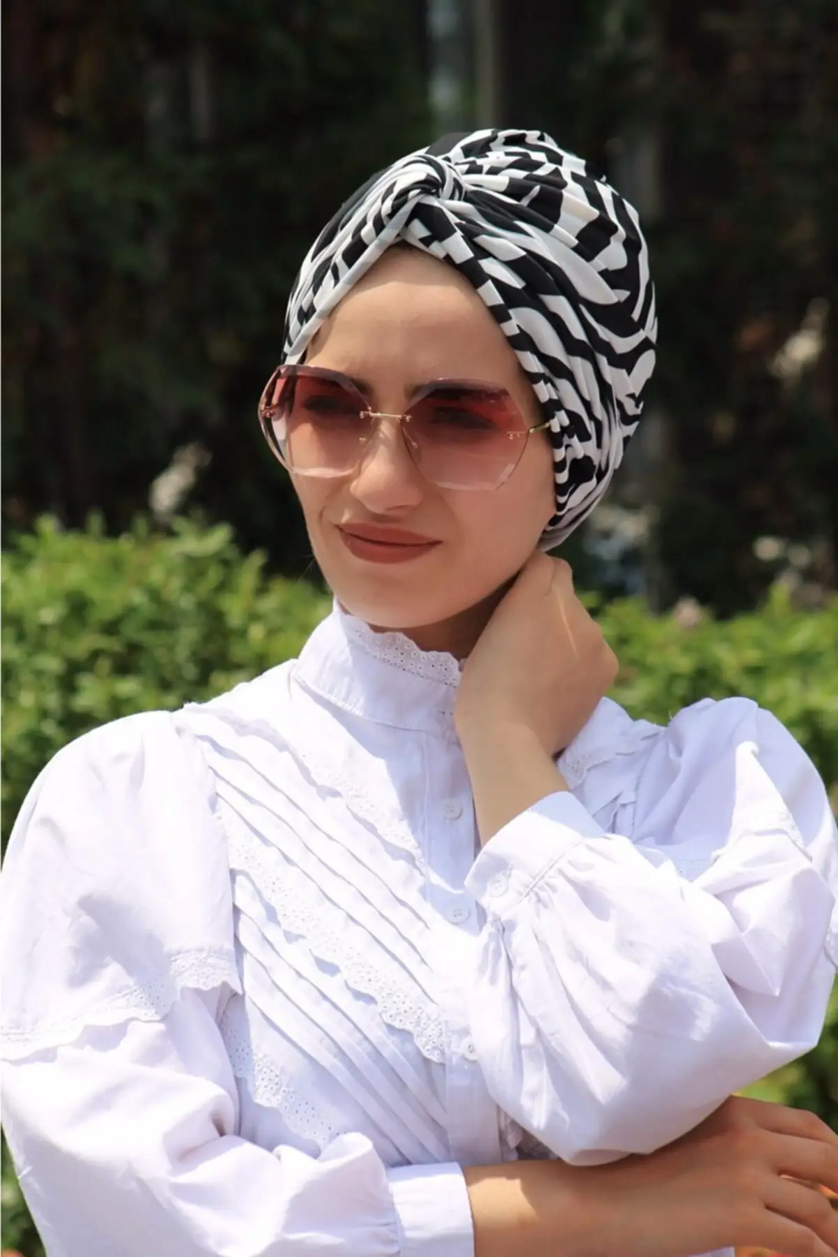 Women Zebra Pattern Ready Made Sandy Fabric Bone Hijab Scarf Ready to ...
