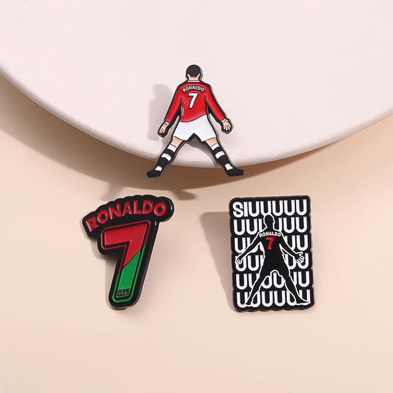 Cartoon-Football-Player-Character-Enamel-Pins-Number-7-Creative ...