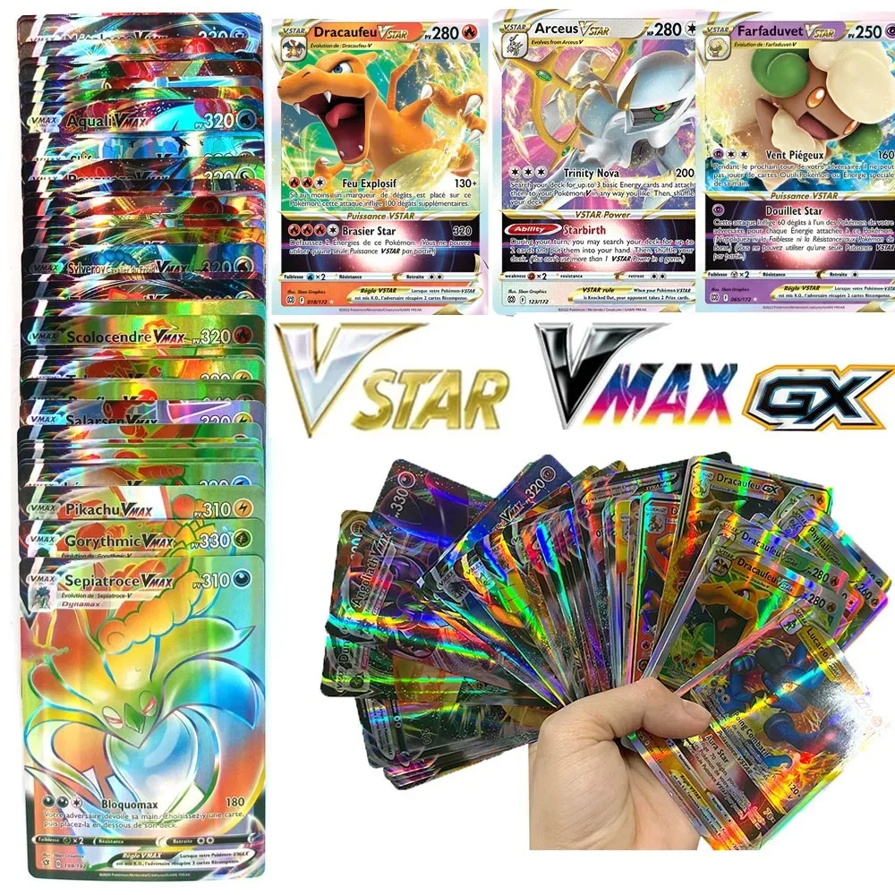 Pokemon-Cards-Vstar-Vmax-GX-French-Version-Fun-Flash-Card-Trading-Cards ...