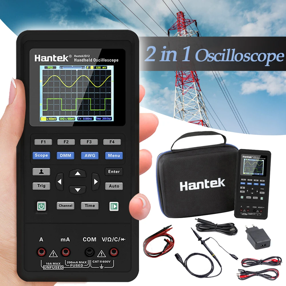 Hantek osciloscopio Digital de mano 2 en 1, multímetro de doble canal ...