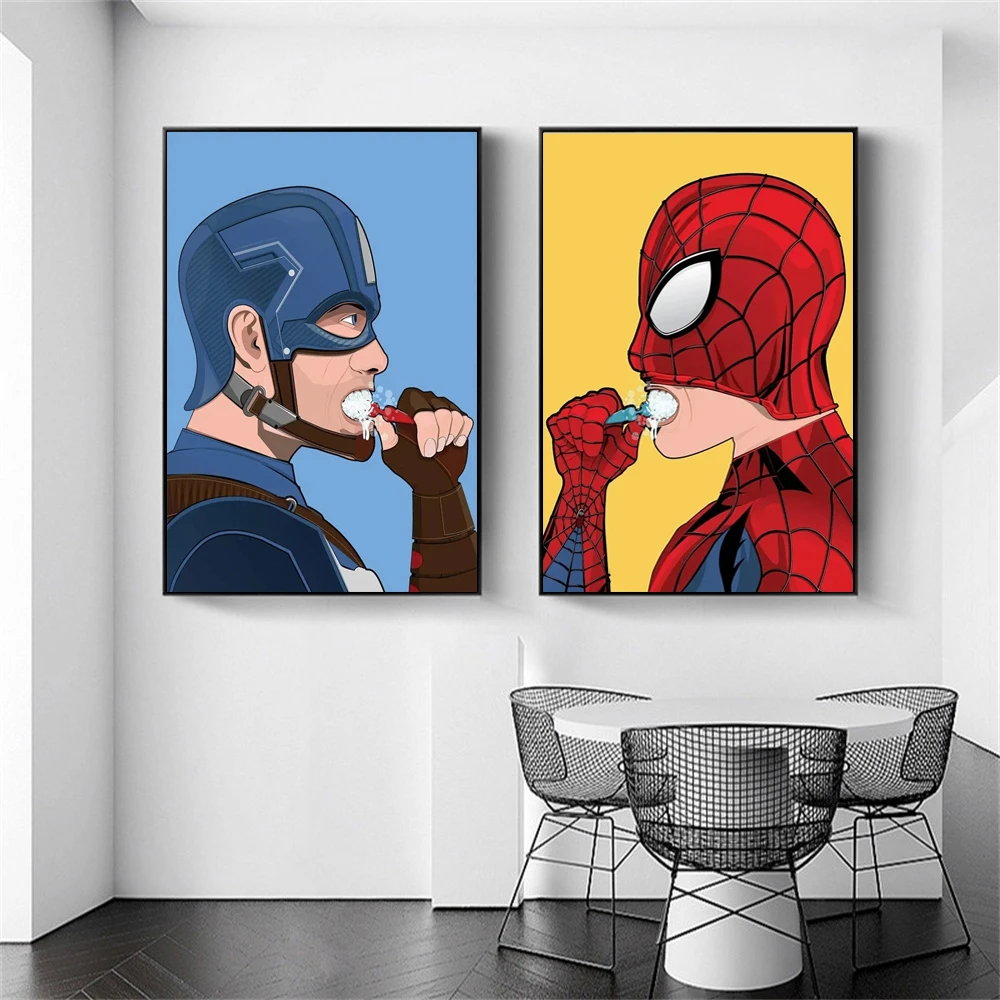 Disney-Superhero-Spiderman-Captain-AmericaBrush-Teeth-Poster-Funny ...