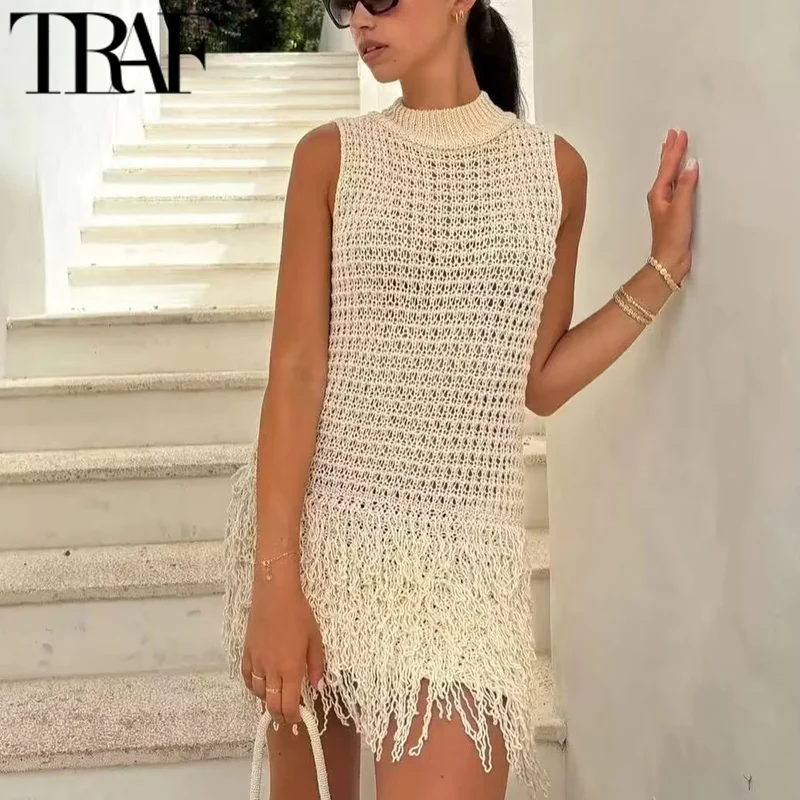 TRAF-Vestidos-cortos-de-punto-para-mujer-minivestidos-elegantes-de ...