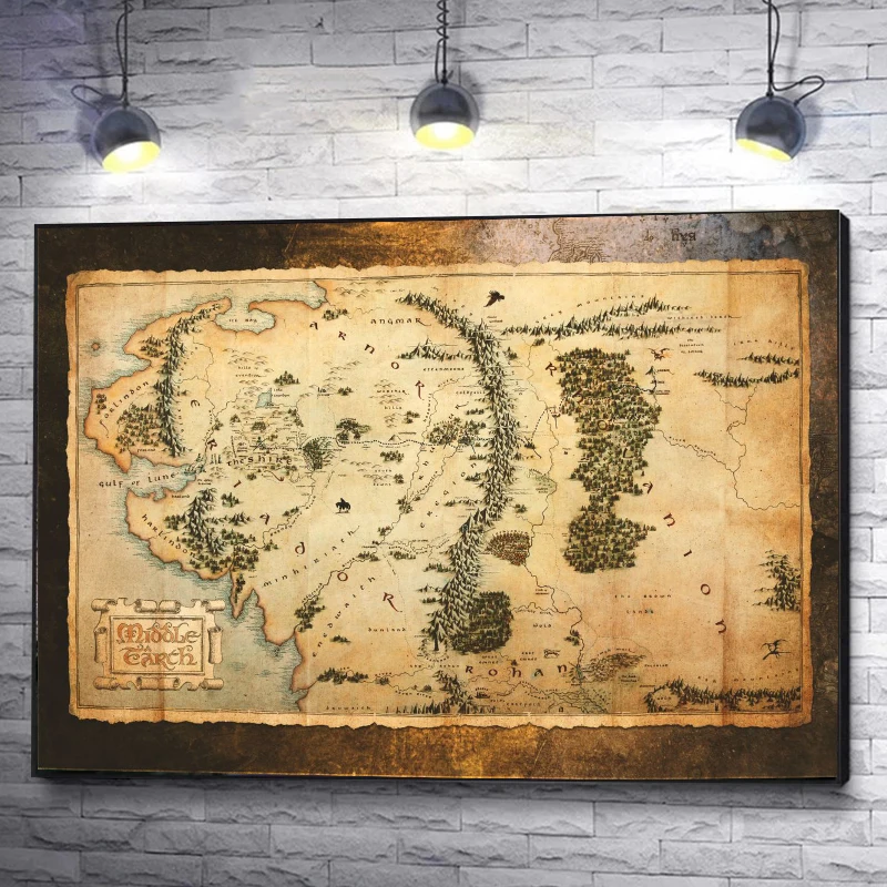 Vintage-Middle-Earth-Maps-Map-Canvas-Painting-Retro-Middle-earth-Map ...