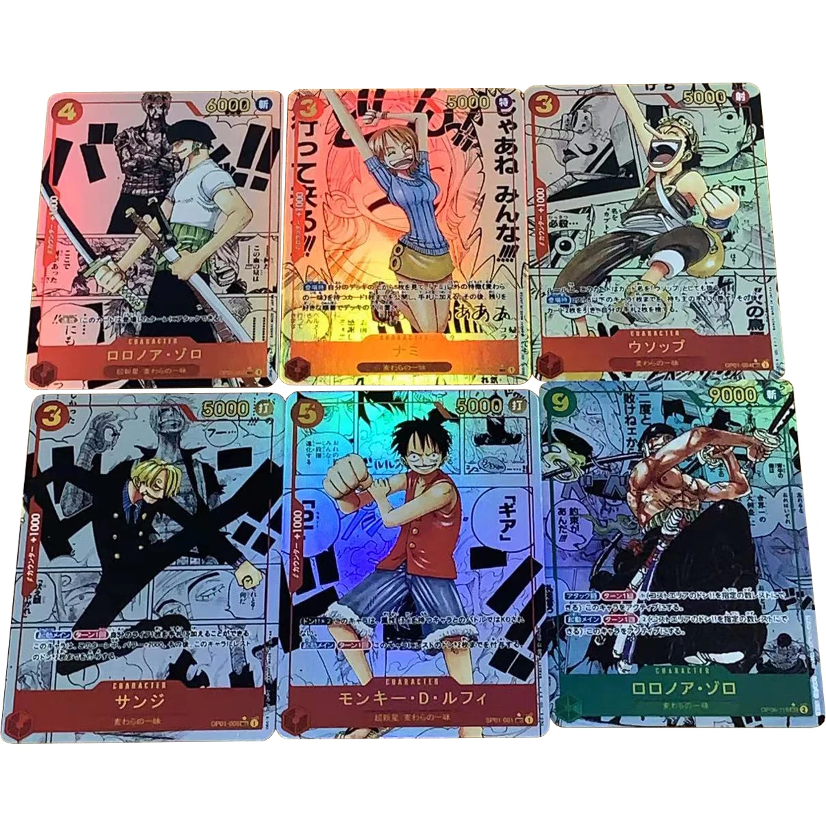 6Pcs-set-ONE-PIECE-Luffy-Zoro-Nami-Sanji-Comic-Series-Flash-Card-OPCG ...