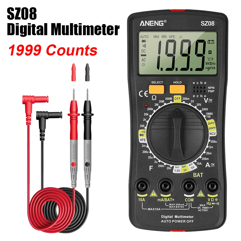 SZ08-Digital-Multimeter-AC-DC-220V-Auto-Voltmeter-Resistance ...