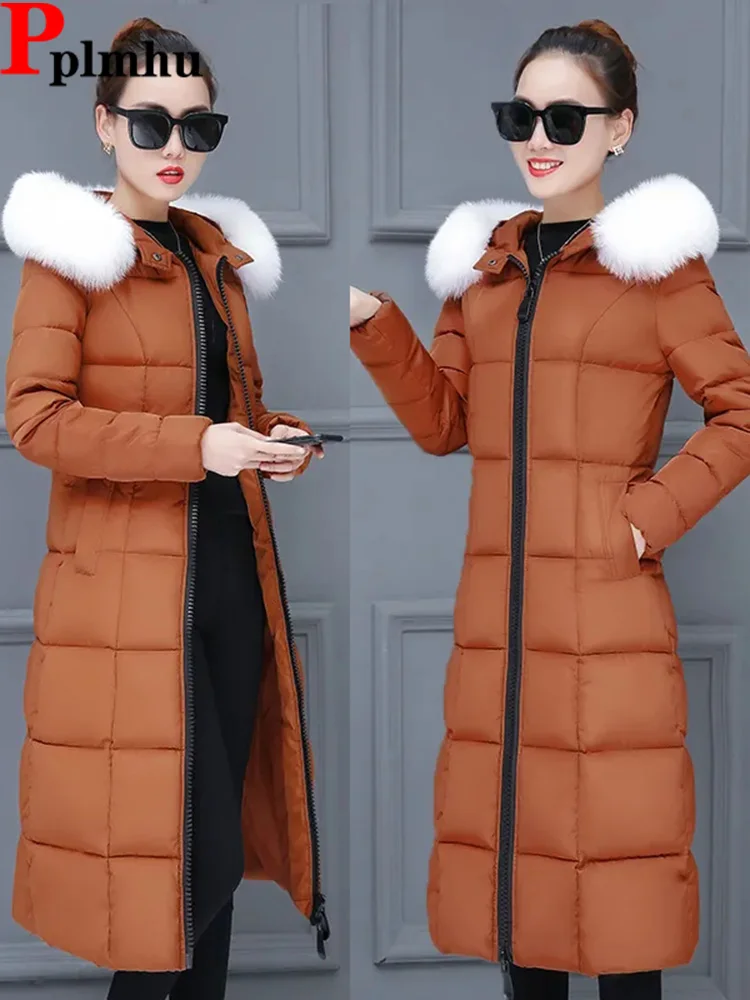 Faux-Fur-White-Collar-Long-Hooded-Parkas-Winter-Women-s-Cold-Coat ...