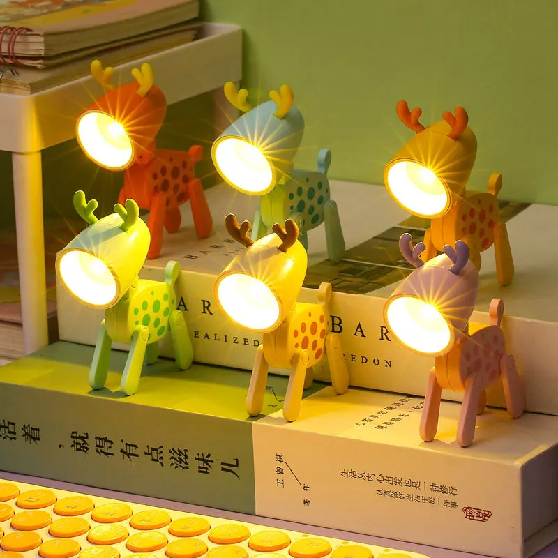 Mini-Led-Night-Lights-Folding-Desk-Lamp-Cartoon-Cute-Pet-Dog-Deer-Shape ...