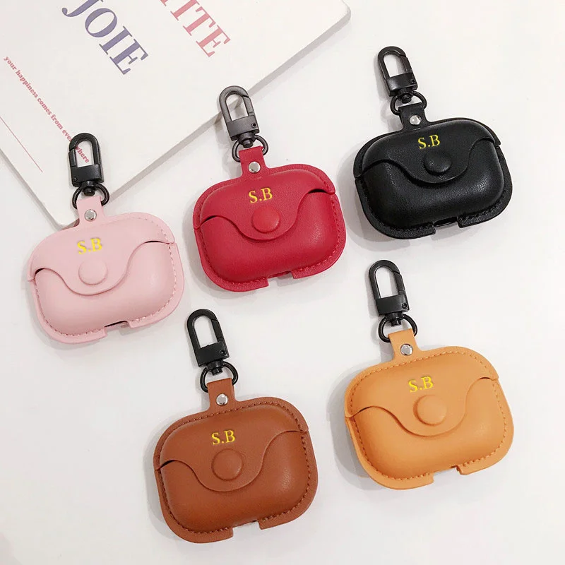 Luxury Soft Leather Bluetooth Wireless Button Earphone Case For Apple ...