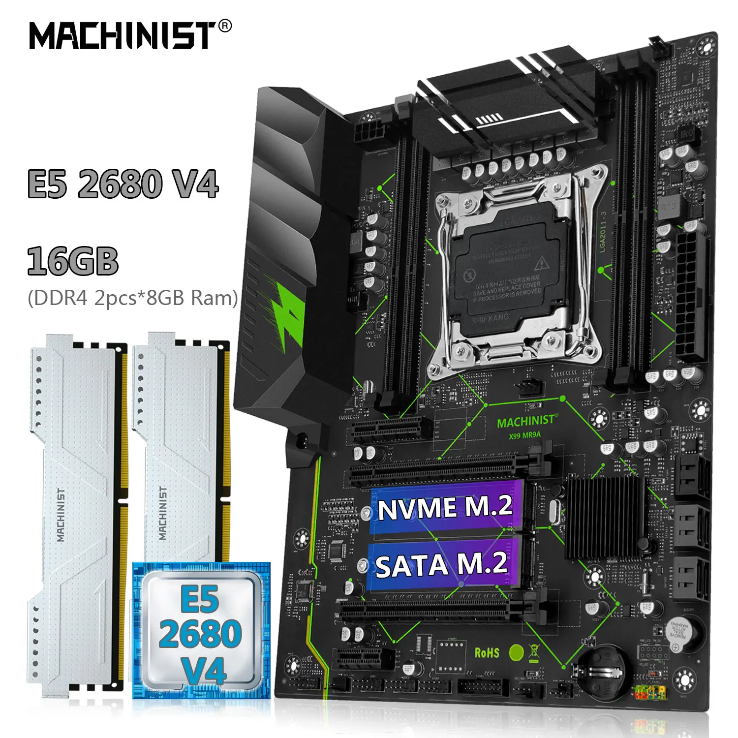 MACHINIST placa base X99 combo whit E5 2680 V4 CPU kit LGA 2011 3 DDR4 ...