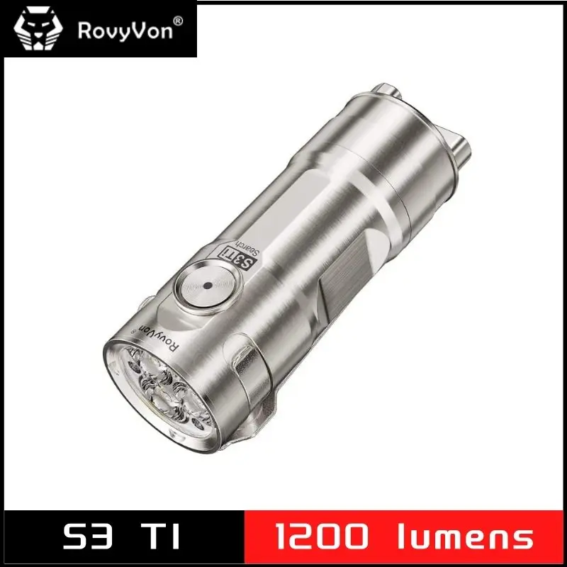 RovyVon-S3-Titanium-LED-Keychain-Flashlight-1200-Lumens-USB-C ...