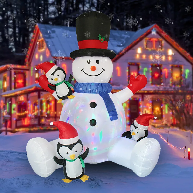 Christmas-Inflatable-Snowman-Penguin-Stacked-Arhat-with-LED-Lights ...