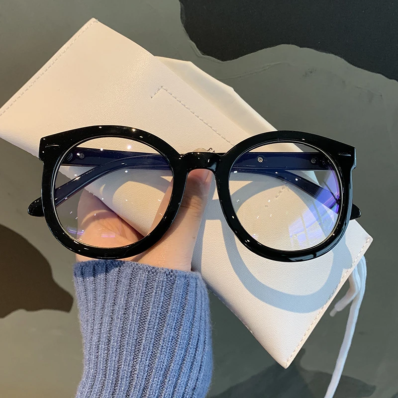 Retro Round Large Frame Plain Glasses Candy Color Bold Frame Glasses ...