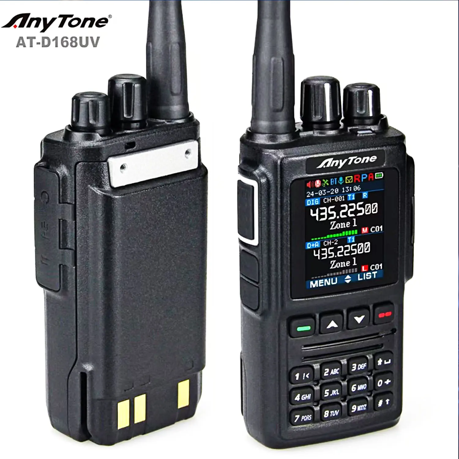 Walkie Talkie ANYTONE AT-D168UV Dual Band VHF 5W/UHF 4W Digital DMR ...