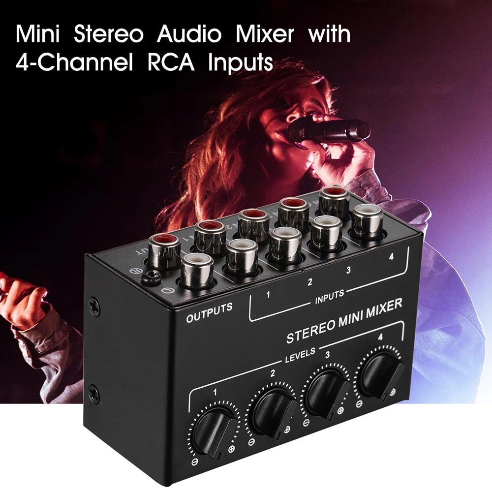 4-Channel Small Audio Mixer Stereo Dispenser for Live Studio DJ ...