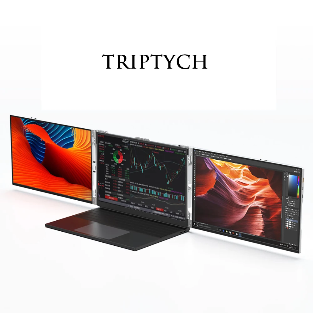 TRIPTYCH-Monitor-Port-til-para-Laptop-Tela-Dupla-12-polegadas-Display ...