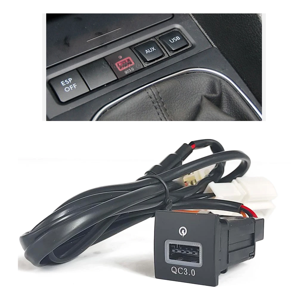 Rapid Charger Fast charging Adapter With Harness Cable Car USB QC3.0 ...