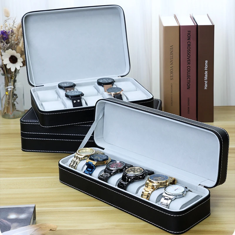 2-4-6-8-10-12-Slot-Watch-Box-Portable-Travel-Zipper-PU-Leather-Storage ...