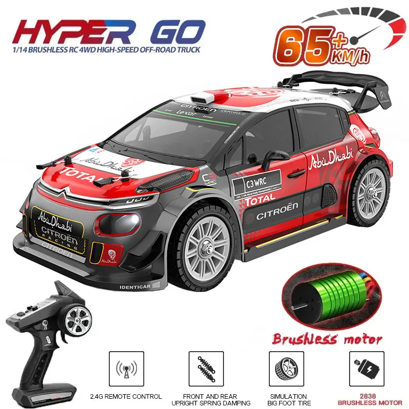 Hyper Go MJX 14303 1：14 4WD Off-Road RC Car 65KM/H LED Remote Control Cars Brushless High Speed ...