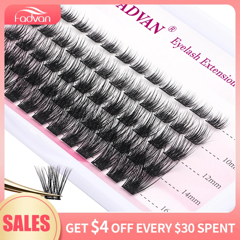 Fadvan Clusters Eyelash Extension Mix Diy Dovetail Segmented Lash 60 Volume Natural Segmented ...