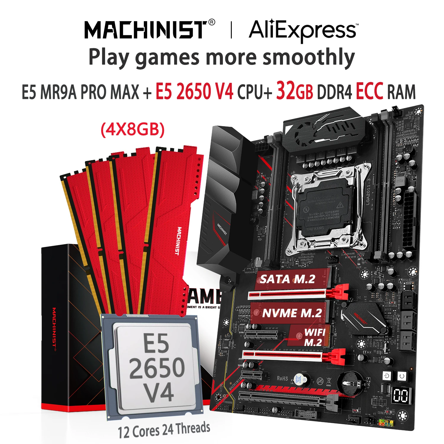 MACHINIST-MR9A PRO MAX X99 Conjunto de Placa-Mãe, LGA2011-3 Kit, Xeon ...