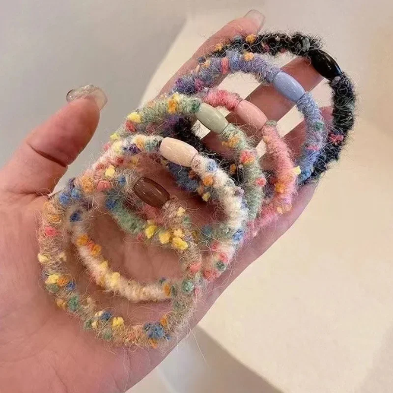 Girls-Colourful-Rubber-Band-Elastic-Hair-Bands-Wool-Hair-Tie-Headband ...