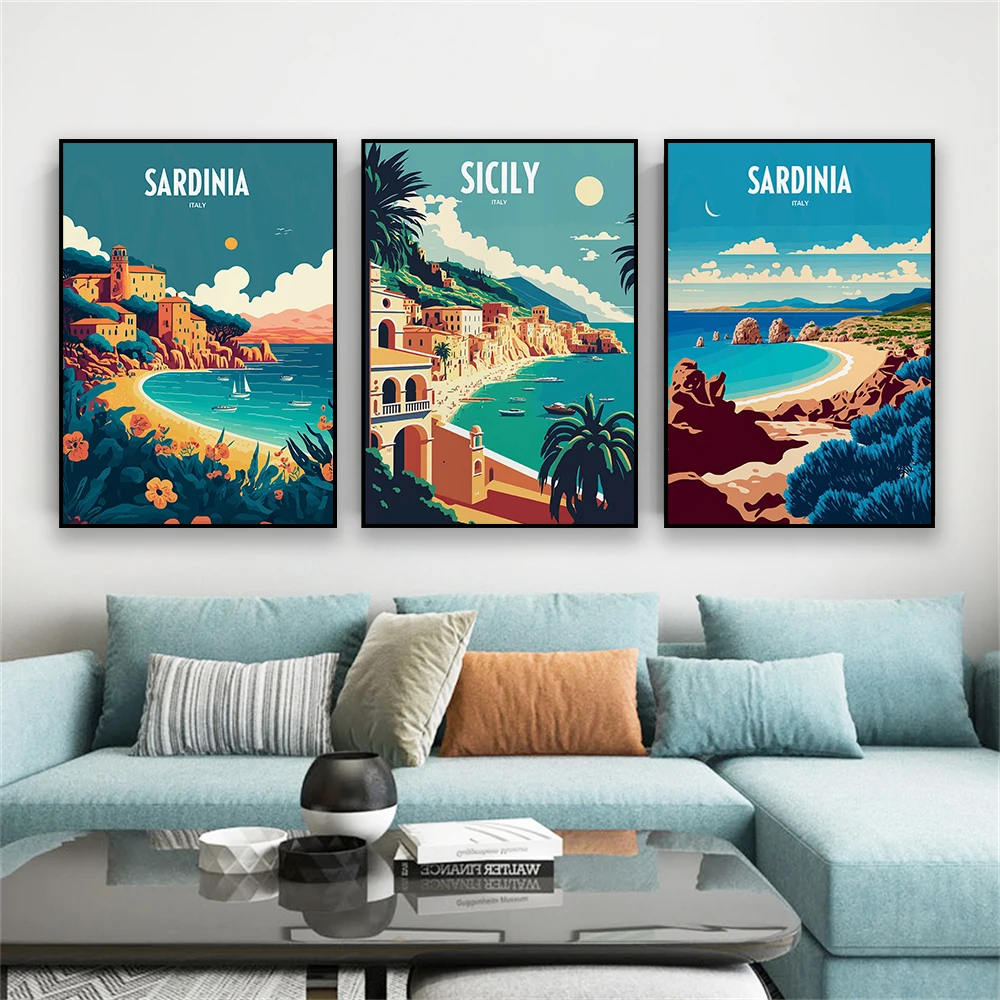 Sardinia Italy Travel Poster Sardinia Island Wall Art Print TItalian ...