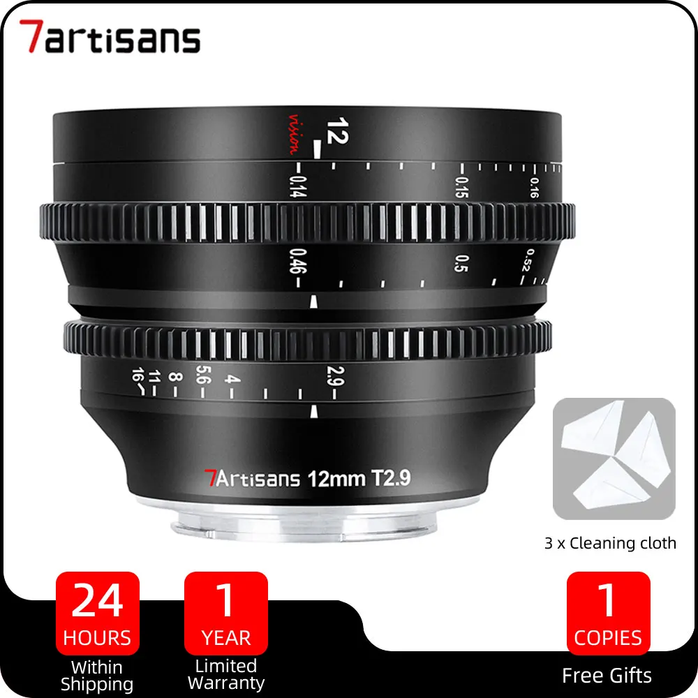 7artisans 12mm T2.9 Cinema Lens Aps-c Large Aperture Wide Angle Camera ...