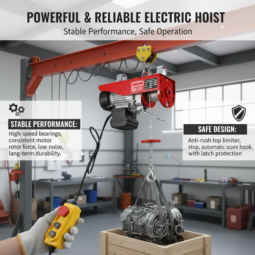 Carbon Steel Electric Hoist Wireless Remote Control Single Cable 110lbs ...