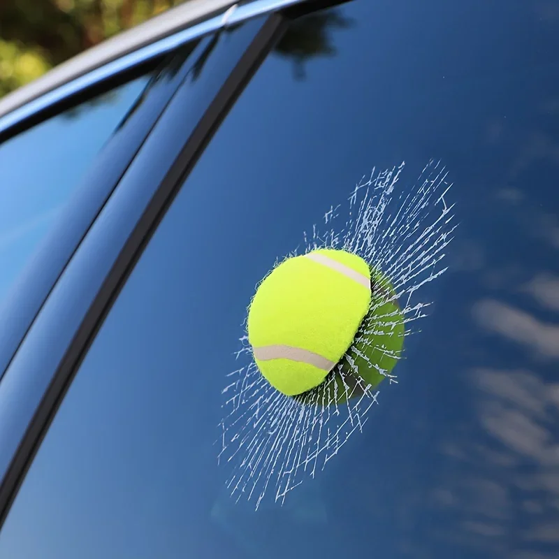3D Tennis Prank Tricky Broken Glass Sticker Car Window Ball Hits Self ...