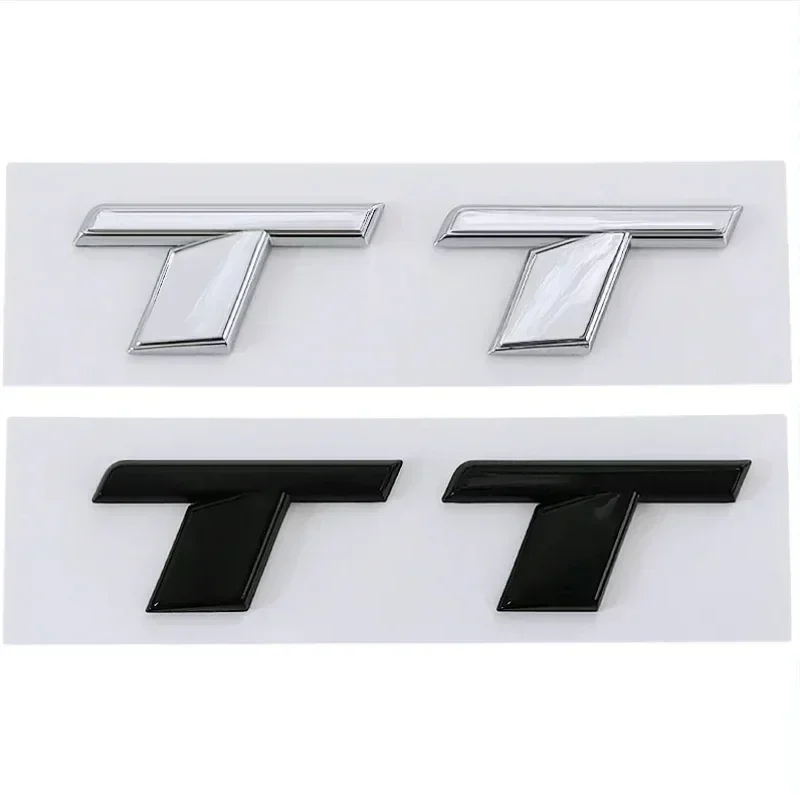 3D ABS Chrome Black TT Logo Car Rear Trunk Emblem Badge Sticker Decals ...