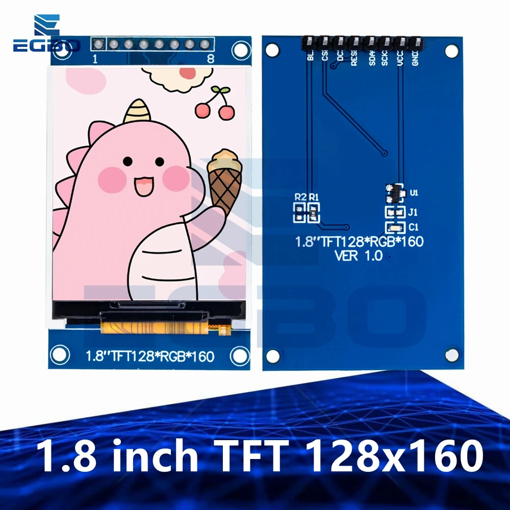 1.8 inch TFT 128x160 serial SPI display module wide angle color screen blue