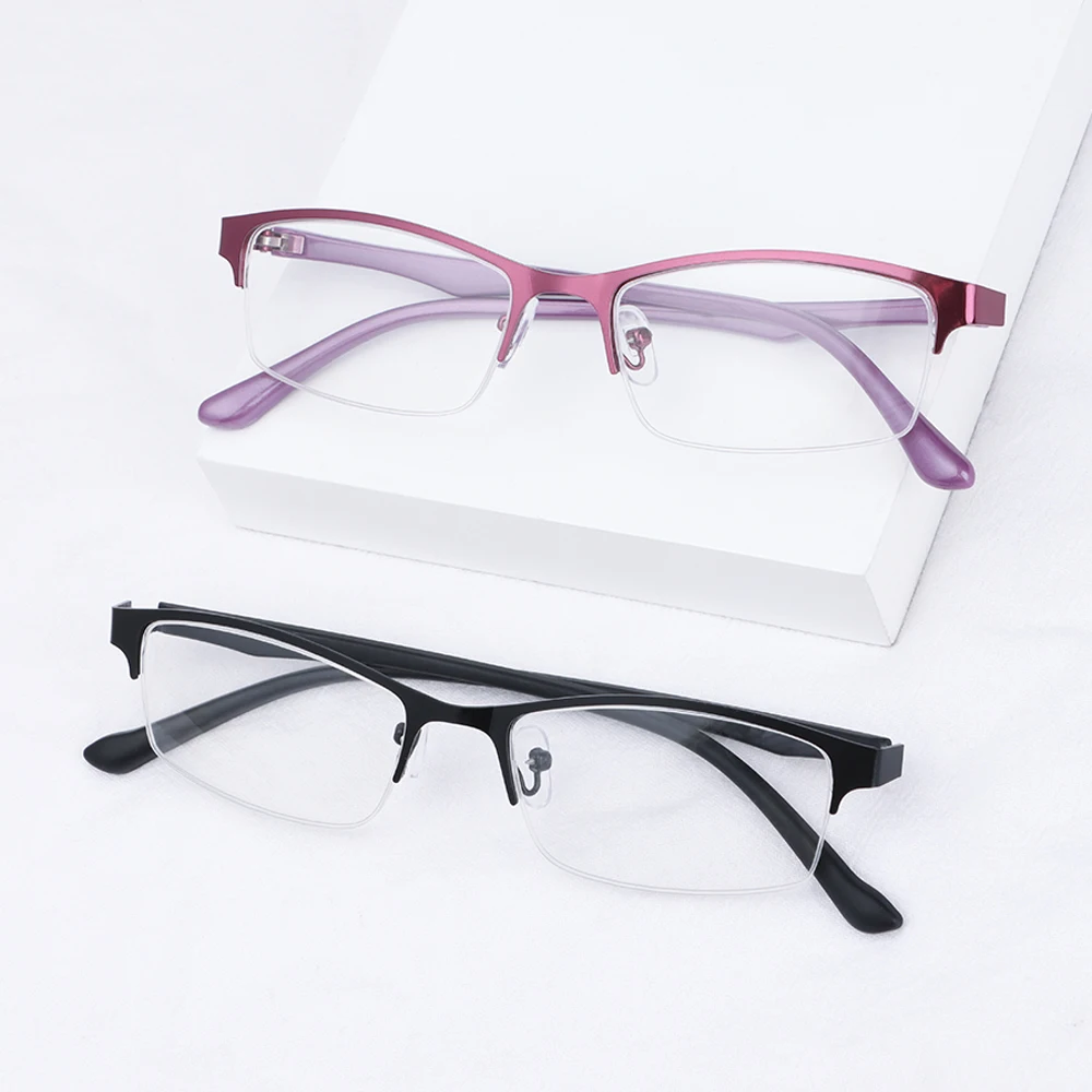 Classic Half Frame Myopia Glasses Unsex Metal Frame Business Myopia ...