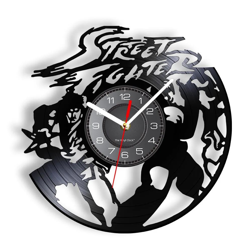 Arcade Game Vinyl Clock Fighting Character Cartoon Silhouette Vintage ...
