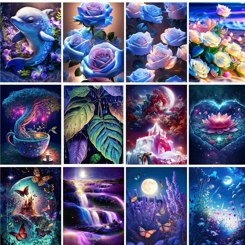 GATYZTORY-Diy-Painting-By-Numbers-Moon-Tree-Landscape-Modern-Wall-Art ...