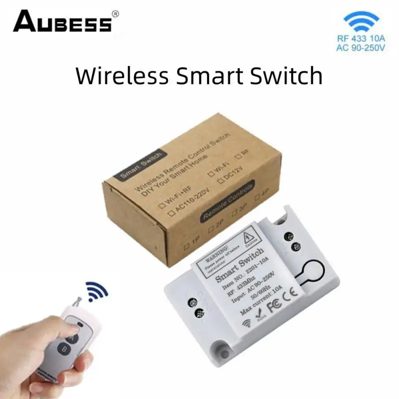 Wireless-Smart-Switch-RF-433Mhz-10A-Wall-Panel-Switch-Mini-Relay-Receiver-1Gang-Wireless-Remote ...