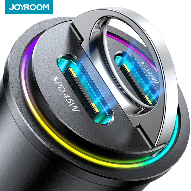 Joyroom-90W-Pull-Ring-Car-Charger-Dual-Ports-Super-Fast-Car-Chargers ...