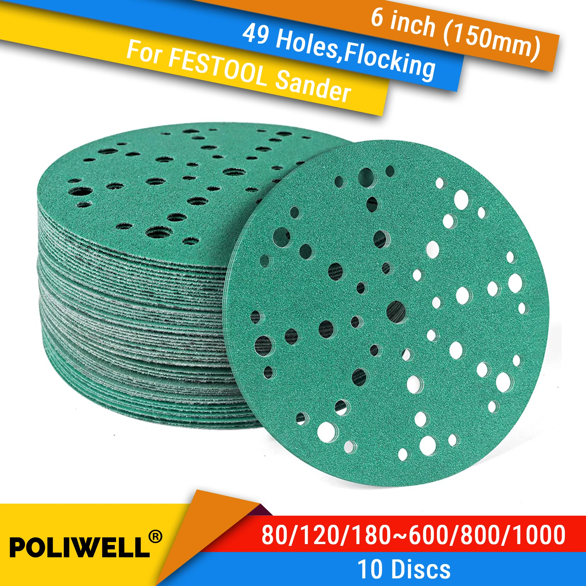 6-Inch-49-Hole-Sanding-Disc-Hook-and-Loop-Heavy-Duty-Round-Flocking-Wet ...