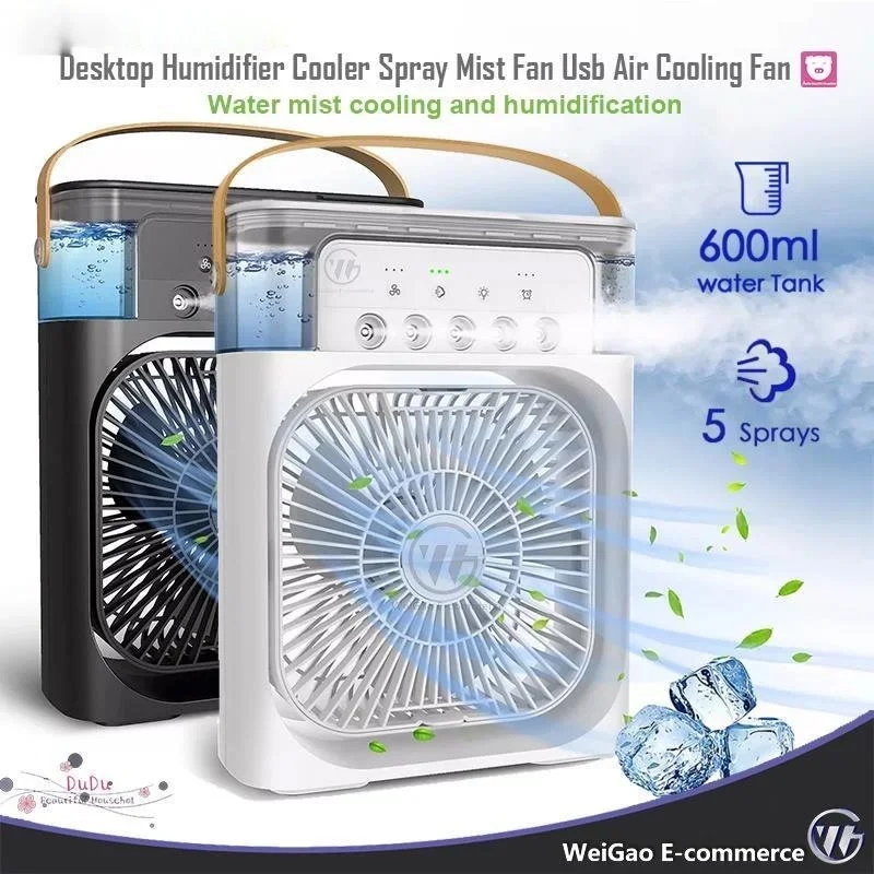 NEW-Portable-Air-Conditioning-Fan-5-Hole-Spray-Humidified-USB-Quiet ...