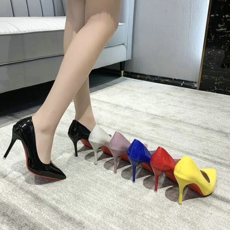 Plus-Size-Women-s-Shoes-44-45-High-Heels-10cm-Red-Rubber-Bottom-Pointed ...