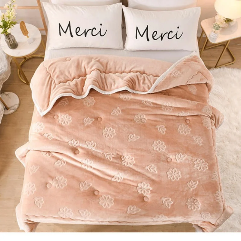 Winter-thick-blanket-quilt-thickened-warm-coral-velvet-sheets-plus ...