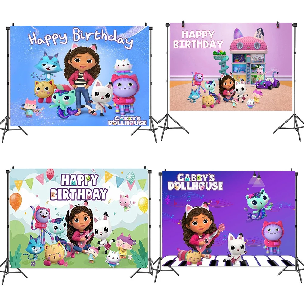 Cartoon Gabby Dollhouse Baby Shower Background Banner Sign Poster Girls ...