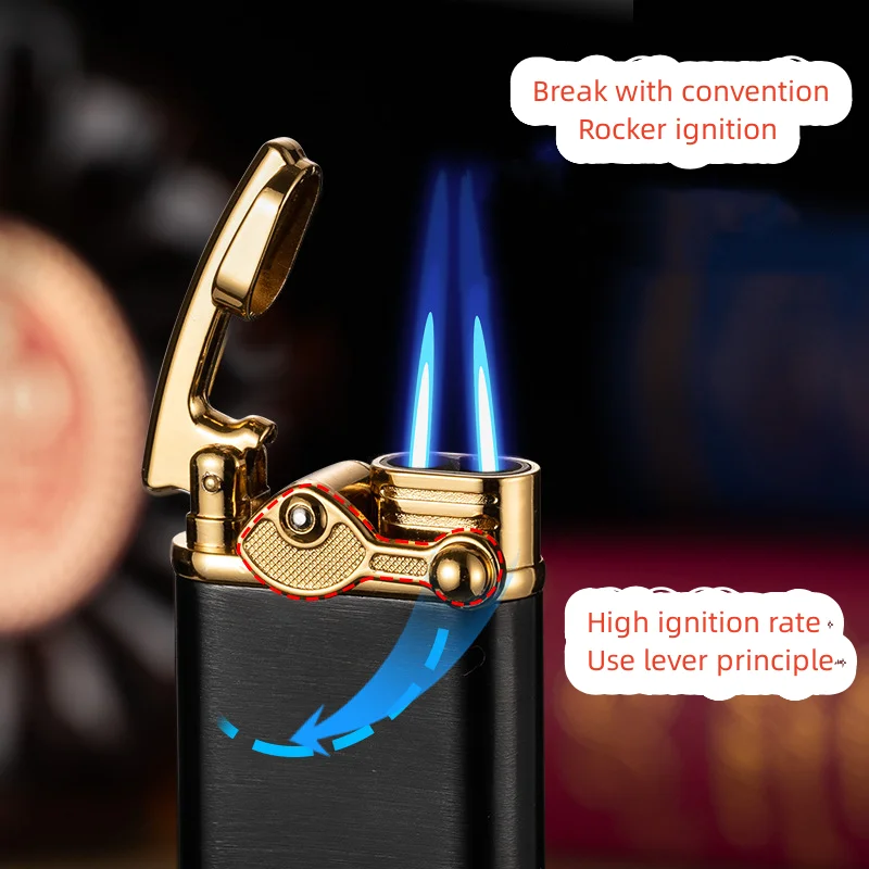 Hot Personalized Creative Portable Windproof Gas Rocker Lighter Turbine ...