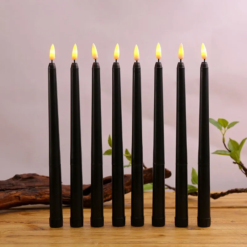 Black-Flickering-Candle-Light-LED-Taper-Fake-Candle-Electronic-Candle ...